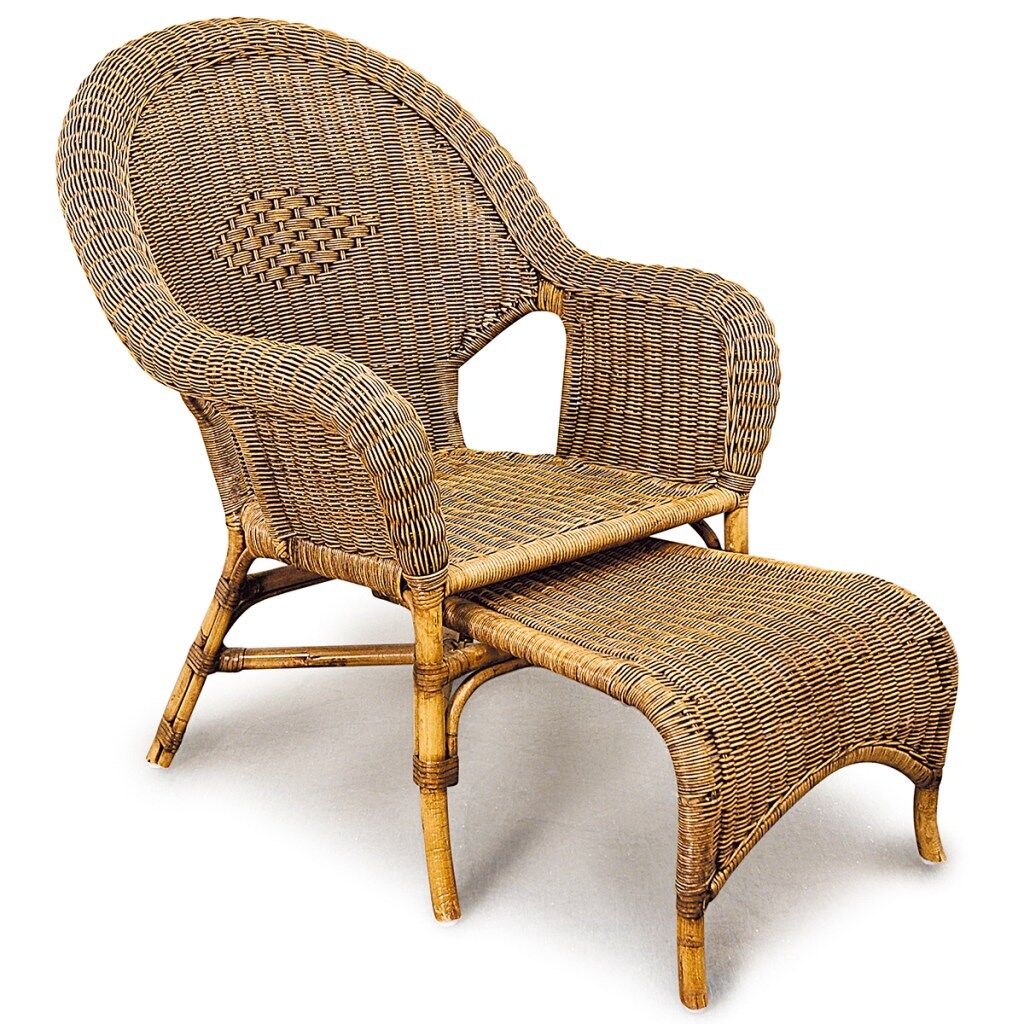 Steamer Chair with Footrest - Cane Wicker Industries