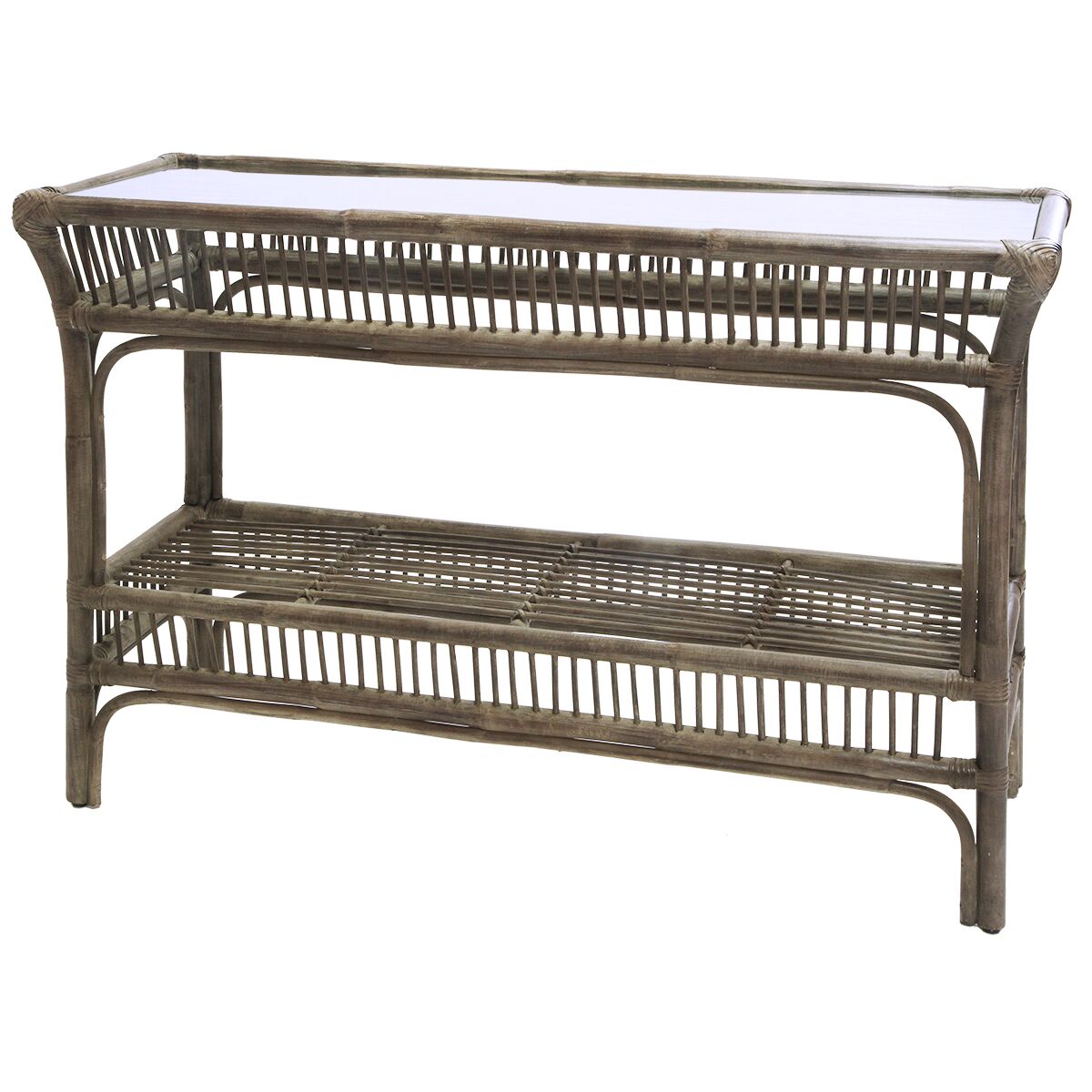 Hampton Console Table with Glass - Kubu Vintage - Cane Wicker Industries